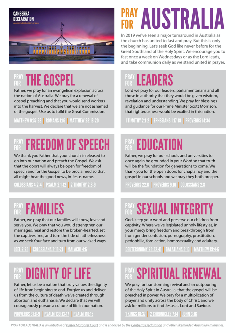 Pray for Australia - Canberra Declaration