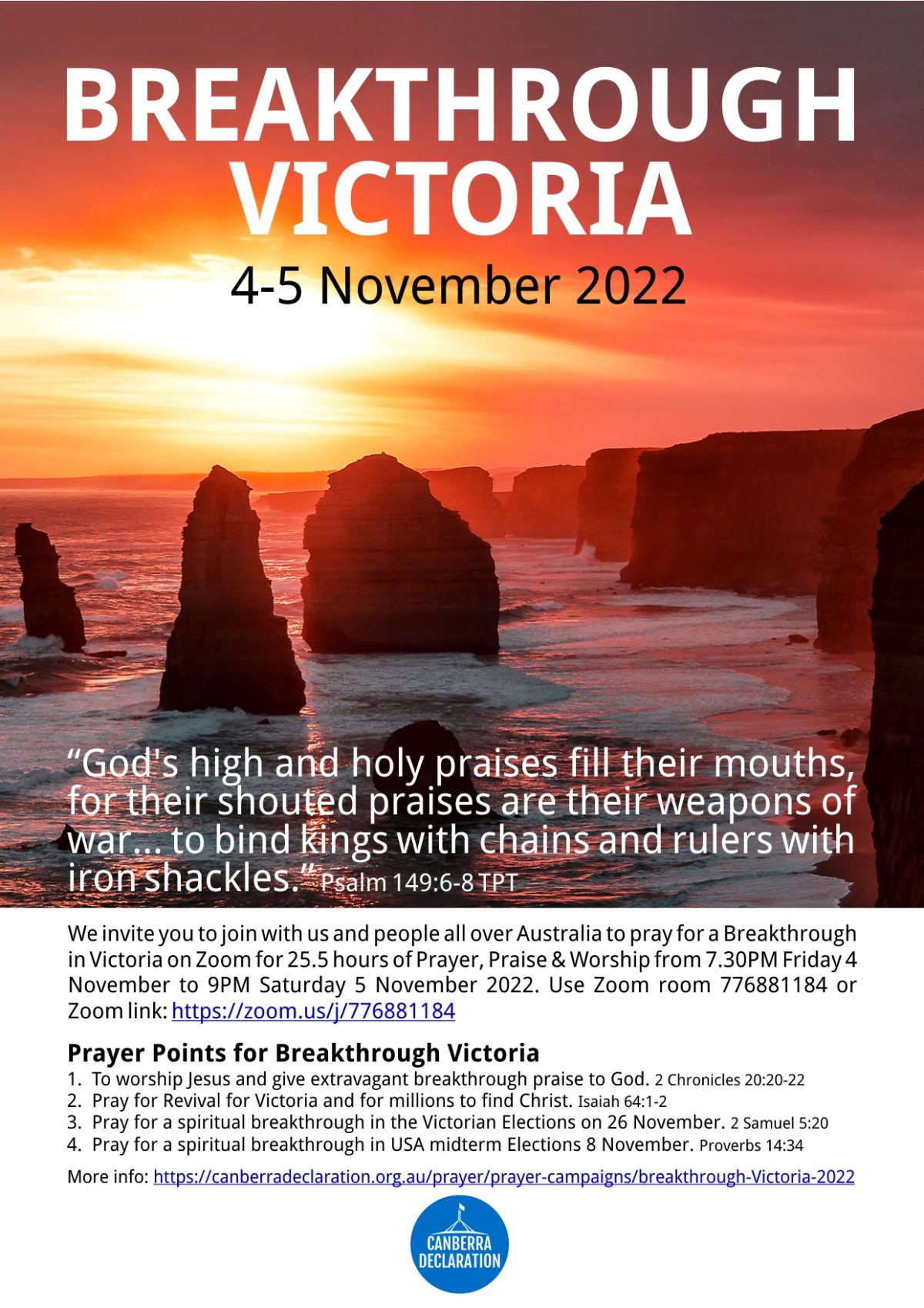 Prayer Breakthrough Victoria 2022 - Canberra Declaration